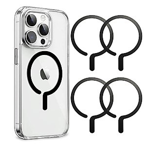 Aothey Universal Metal Rings Compatible with Magsafe Sticker - 4pcs (Black)
