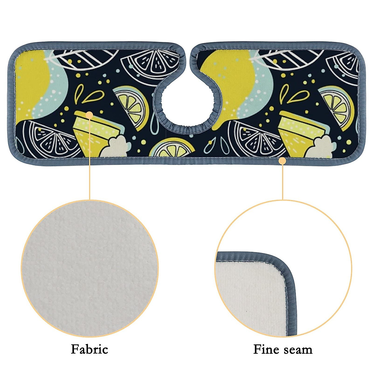 Kitchen Faucet Absorbent Mat 3 Pieces Doodle Lemons Fruit Faucet Sink Splash Guard Bathroom Counter and RV,Faucet Counter Sink Water Stains Preventer