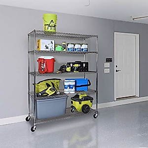 Seville Classics UltraDurable Commercial-Grade 6-Tier NSF-Certified Steel Wire Shelving with Wheels, 60" W x 24" D - Chrome