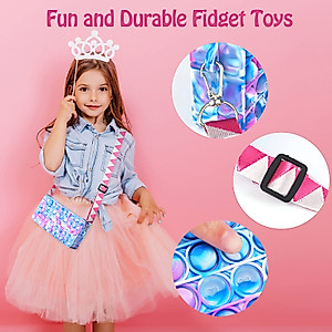 Pop Purse Bag for Girls Women Pop Girl Bag Sensory Fidget Bag with Strap, Girl Pop Toy Crossbody Body Handbags, Crossbody Small Purse Sensory Girl Toys (pink-blue)