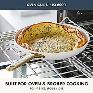 GreenPan Reserve 8” 10” and 12” Frying Pan Set, Induction Suitable, Ceramic Nonstick Hard Anodized Skillets, PFAS & PFOA-Free, Dishwasher and Oven Safe, Gold Handles, Navy, Taupe, Cream