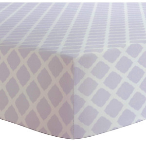 Kushies Changing Pad Cover for 1" pad, 100% Breathable Cotton, Made in Canada, Lilac Lattice