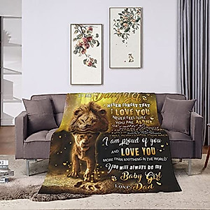 WUTZTIFE to My Daughter Blanket Gifts from Dad Blanket for Daughter Flannel Blanket for Birthday Anniversary Graduation Couch Sofa Bedroom 50"x60"