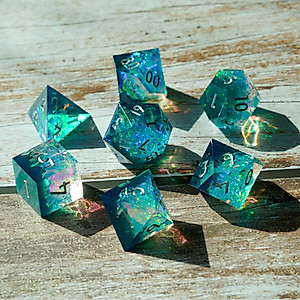 DND Dice Set Dungeon and Dragons Sharp Edge Dice Handmade Resin Polyhedral Dice RPG D20 Role Playing Gaming Dice for Party Games… (Style 5)