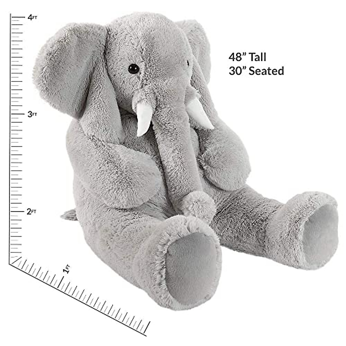 Vermont Teddy Bear Giant Elephant Stuffed Animal - 4 Foot Big Stuffed Elephant Plush from Giant Cuddle Collection - Collectible Plushies for Kids & Adults - Crafted in The USA