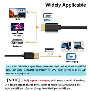 USB to HDMI Cord Cable, fenoero Hdmi USB Converter Cable Adapter USB 2.0 Male to HDMI Male Charger Cable Adapter, 1M / 3.3FT