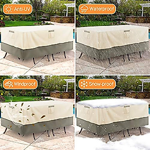 SEKKVY Shield Patio Table Cover, Outdoor Patio Furniture Cover-Durable Heavy Duty 600D Oxford Furniture Covers Waterproof Dining Table and Chairs Set Cover (Rectangular, 88"x 57"x 23")