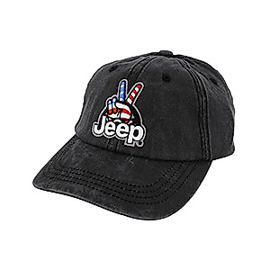 Jeep Wave USA Chino Twill Patch Garment Washed Hat Black