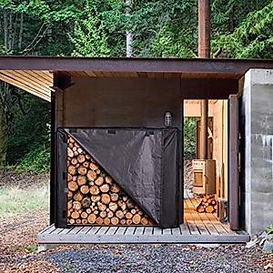 TLGREEN Outdoor Log Rack Cover, 8ft 600D Waterproof, Firewood Rack Cover with Straps and Air Vents, 96L24W42H inches, Fit for 8ft Log Rack，Black