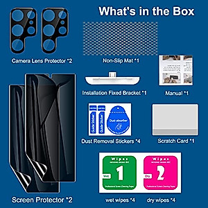 LYWHL [2 Pack] for Samsung Galaxy S22 Ultra Privacy Screen Protector, Anti-Spy Full Adhesive Flexible Film for Galaxy S22 Ultra 5G 6.8”, [Support Fingerprint Reader] Easy Installation Frame - Black