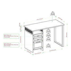 Walker Edison Modern Metal and Wood 3 Drawer Writing Desk Home Office Workstation Small, 48 Inch, Grey Wash