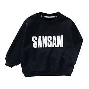 Newborn Baby Boys Girls Toddler Sweatshirt Pullover Children Crewneck Pullover Fleece Lined Tops 6M-7Y Organic Infant Hoodies Black