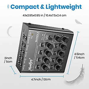 Moukey Audio Mixer Line Mixer, DC 5V, 8-Stereo Ultra, Low Noise 8-Channel for Sub-Mixing, for Small Clubs or Bars, As Guitars, Bass, Keyboards Mixer, 2022 New Version-MAMX3