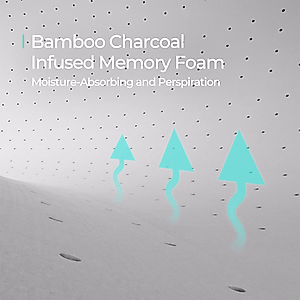 LINSY LIVING Mattress Topper Queen, 3-inch Bamboo Charcoal Infused Memory Foam Mattress Pad, Queen Size Bed Topper with Ventilated Design, CertiPUR-US Certified