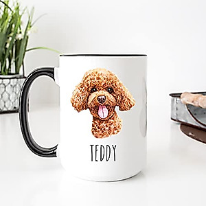 Poodle Customized Name Coffee Mug, Personalized Dog Owner Gifts for Men Women, Customizable Pet Memorial Tea Cup (Poodle)