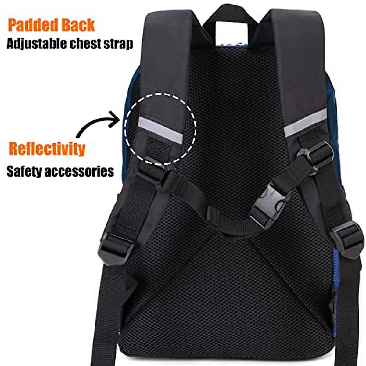 HawLander Little Kids Backpack for Boys Toddler School Bag Fits 3 to 6 years old, 15 inch, Navy Blue