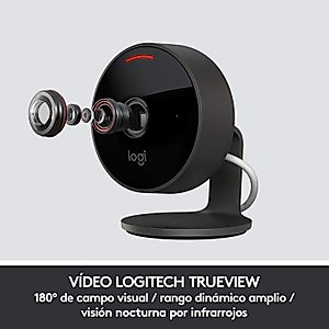 Logitech Circle View Weatherproof Wired Home Security Camera with Logitech TrueView Video, 180° Wide Angle, 1080p HD, Night Vision, 2-Way Audio, Tilt Encrypted, Apple HomeKit Secure Video (Renewed)