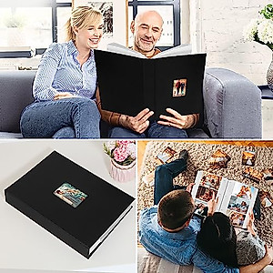 Photo Album 4x6 360 Photos with Memo, 4x6 Photo Album Leather Frame Cover, Acid Free Wedding Photo Album 4x6 with Writing Space for Wedding Kids Family Holiday Baby Engagement, Baby Photo Album, Black