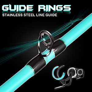 Sougayilang Fishing Pole, 30 Ton Carbon Fiber Sensitive 2Pc Baitcasting Rod & Spinning Rod for Freshwater or Saltwater, Tournament Quality Fishing Rod with 2 Tips for Bass-Blue-6.9FT-Casting