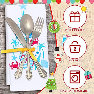 Frienda Christmas Beach Hand Towels Kitchen Santa Claws Crab Dish Towels Beach Theme Baby It's Warm Outside Dish Towels for Coastal Theme Holiday Christmas Bathroom Decor Gift Present