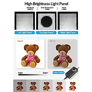 OBEST Upgrade Professional Light Box, 16" x 16" Photo Box with Lights Portable Folding Photo Studio Light Box Photography with 4 Color PVC Backdrops & 480 LED Lights for Product Photography