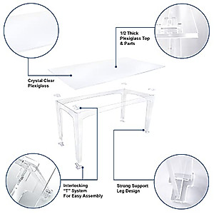 STAUBER Best Acrylic Desk - Clear (48" W x 24" D x 30" H)