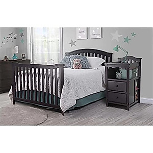 SORELLE FURNITURE Berkley Crib and Changer with Slat Panel Back Classic -in- Convertible Diaper Changing Table Non-Toxic Finish Wooden Baby Bed Toddler Childs Daybed Full-Size Nursery - Espresso