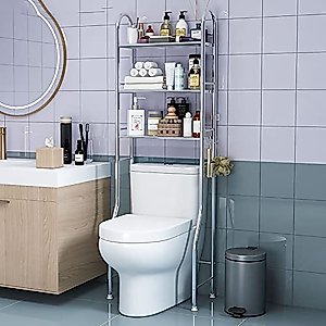 toilet rack ,Bathroom Organizer Over Toilet Rack, 3-Tier Stainless Steel Restroom Toilet Rack Space Saver Organizer Rack for Restroom, Bathroom Corner Stand Storage Organizer Accessories,Easy to Asse