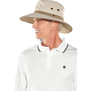 Coolibar UPF 50+ Men's Women's Matchplay Golf Hat - Sun Protective (Large/X-Large- Tan/Khaki)