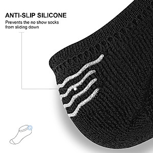 PAPLUS No Show Socks Men 6 Pairs, Non Slip Cushioned Low Cut Ankle Sock with Arch Support, Size 10-13