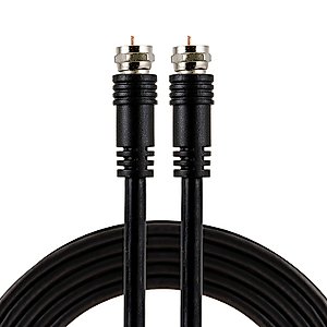 GE RG59 Coaxial Cable 25ft. (7.6m), Black, F-Type Connections Jacks, Low Loss, Double Shielded Coax Cable, Input/Output, Ideal for Antennas, DVR, VCR, Satellite to TV, 23210