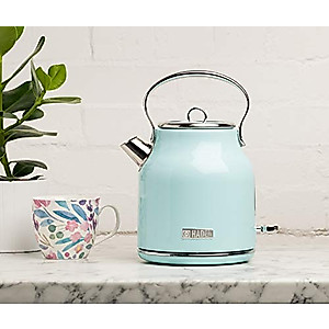 Haden 75004 Heritage 1.7 Liter (7 Cup) Stainless Steel Electric Kettle with Auto Shut-Off and Boil Dry Protection, Turquoise