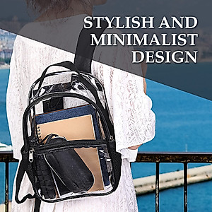 Mini Clear Backpack for Women,Transparent Bag Stadium Approved See Through Small for Work Travel Concert, Sports - Black