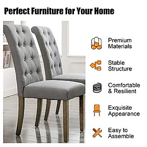 YEMELI Dining Room Chairs Aristocratic Style Dining Chair Noble and Elegant Solid Wood Tufted Dining Chair Dining Room Set (Set of 2)