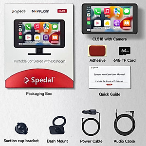 Spedal CL518 CarPlay and Android Auto Wireless Receiver, 2.5K Ultra HD Dash Cam, Bluetooth Audio, Voice Command, Fast Charging