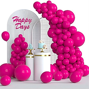 110pcs Hot Pink Balloon Garland Arch Kit, 18 12 10 5 Inch Different Sizes Pack Rose Pink Latex Party Balloon for Wedding Birthday Gender Reveal Valentine's Party Decorations