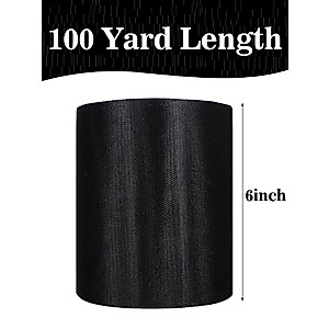 Halloween Tulle Fabric Roll 6 Inch x 100 Yards Tulle Ribbon 300 Ft Tulle Netting Fabric Spool DIY Decorative Tulle Roll for Halloween Decoration DIY Crafts Wedding Party Skirts Bows (Black)