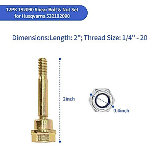 Thaekuns 10pcs 532179828, 532187494, 532188243, 532192090, 588077501, 601001986 Shear Pin Bolt and Nut for Husqvarna,AYP Snow Throwers