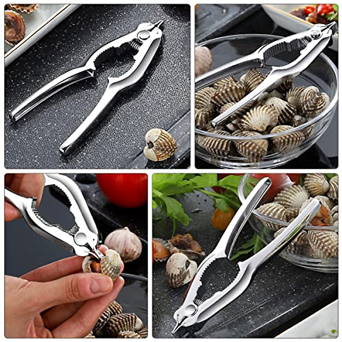BESTonZON 2 pcs Plier Opener Crackers Oyster Sheller Slip Stainless Multifunctional Tool Shell Nutcracker Practical Duty Shellfish Chestnut Clam for Leg Restaurant Heavy Non- Walnut Crab