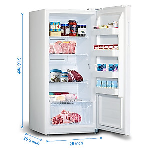 Techomey Frost Free Upright Freezer/Refrigerator 13.8 Cu.Ft, Standing Freezer with Front Single Door for Garage, No Handle, White