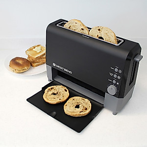 West Bend 77224 Toaster 2 Slice QuikServe Wide Slot Slide Through with Bagel and Gluten-Free Settings and Cool Touch Exterior Includes Removable Serving Tray, Black
