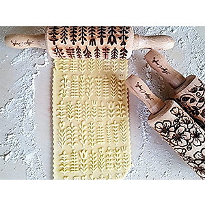 GARDEN BLOSSOMS 3 Small Size Embossed Rolling Pin Set. Wooden Laser Engraved Embossing Dough Roller for Embossed Cookies Gift for Birthday, Easter, Christmas by Algis Crafts