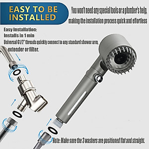 Shower Head with Handheld, Shower Heads High Pressure, High Flow Even with Low Water Pressure-Hand Held Showerhead Set,3 Modes Filtered Showerhead with 59″Replacement Hose/Bracket/Cotton Filters