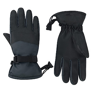 Boys Winter Snow Ski Gloves Kids Gloves Waterproof Windproof Teen Girls Gloves with Warm Fleece Liner 05 Black Large