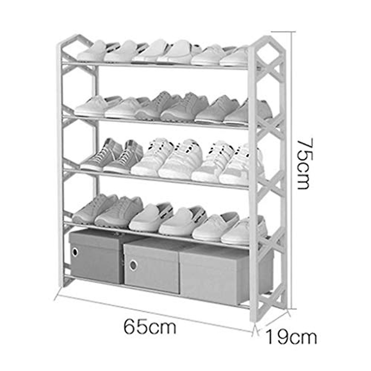 JAHH Black Shoe Rack, Simple Assembly Plastic Removable Shoe Cabinet, Home Door Storage Shoe Rack