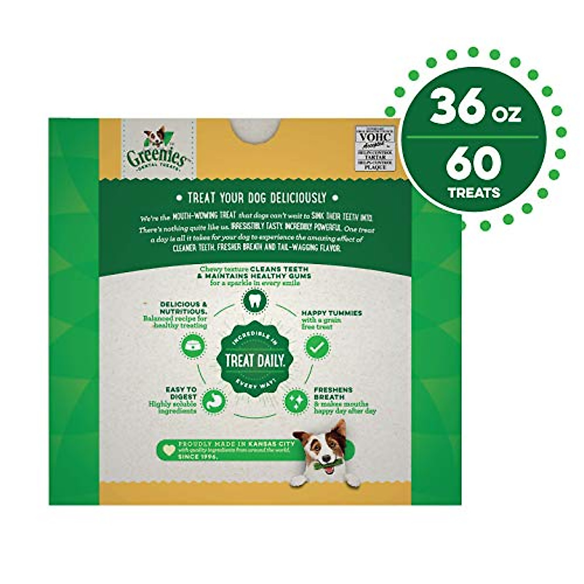 GREENIES Grain Free Petite Natural Dog Dental Care Chews Oral Health Dog Treats, 36 oz. Pack (60 Treats)