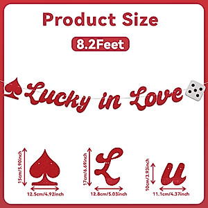 Lucky in Love Banner, Vegas Bachelorette Party Decorations, Casino Bridal Shower Party Decorations Red Glitter