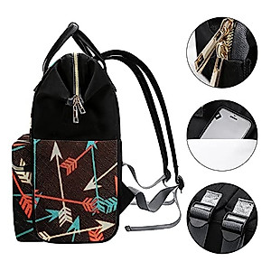 Multicolored Arrows Diaper Bag Backpack Large Capacity Mommy Bags Multifunction Nappy Bag Travel Back Pack Black-Style