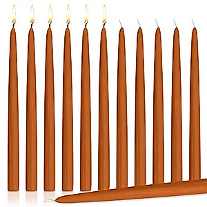 Orange Dripless Taper Candles 10" Inch Tall Wedding Dinner Candle Set of 12 (Pumpkin)