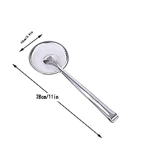 2 in 1 Stainless Steel Fine Mesh Strainer With Clip Tongs Oil Filter Spoon Multi-functional Reusable BBQ Filter Clamp Strainer Kitchen Tools for Oil-frying Food